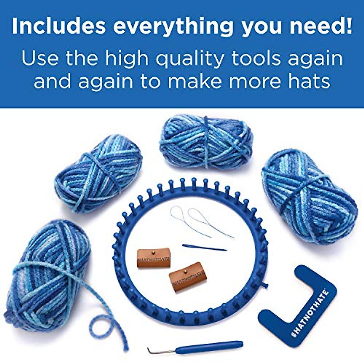 Creativity for Kids Hat Not Hate Quick Knit Loom - Create 2 DIY Knitted Beanie Hats with Lion Brand Yarn