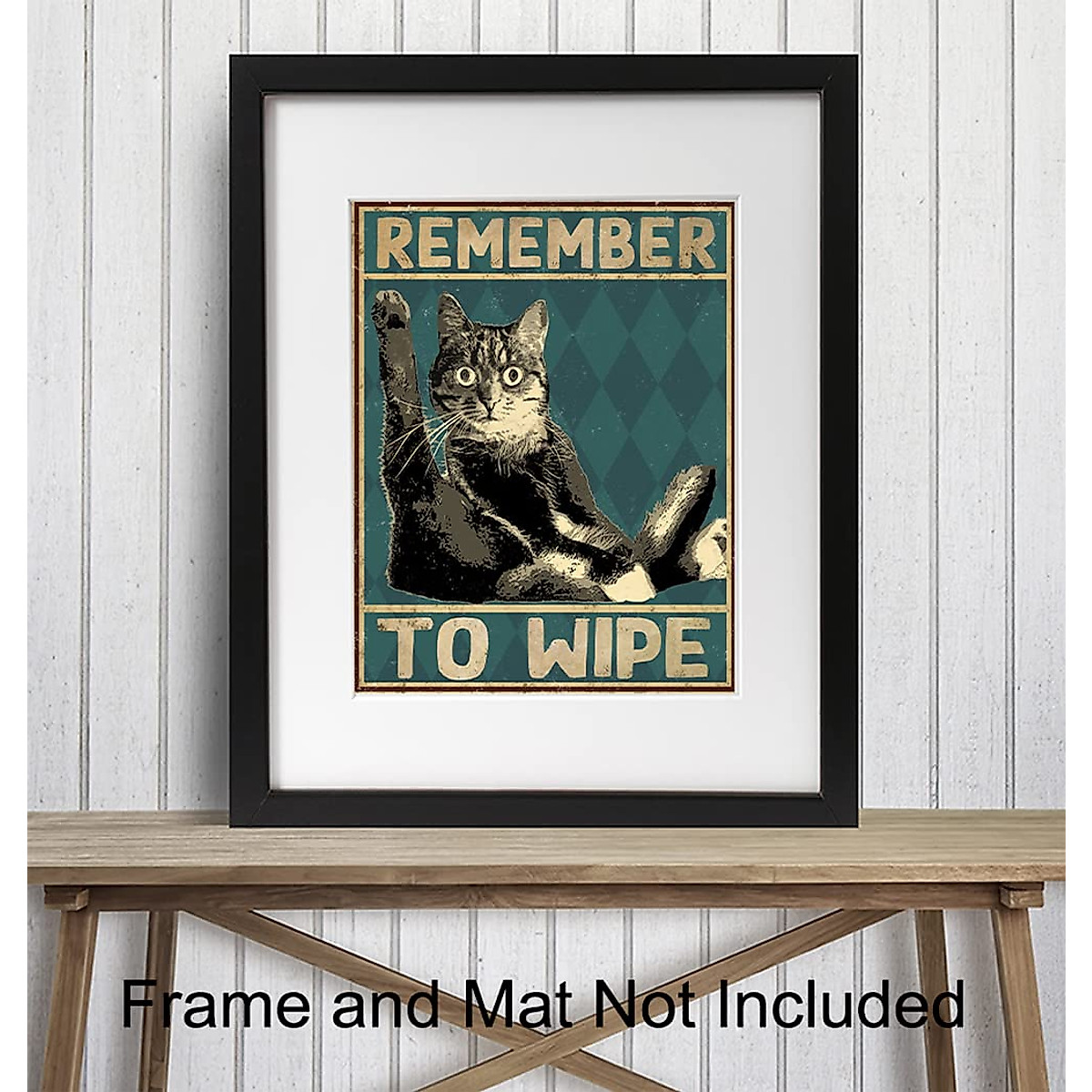 Funny Cat Bathroom Decor - Remember to Wipe Cat Poster - Bathroom Wall Decor - Bathroom Wall Art - Bath Wall Decor - Guest Bathroom Wall Decor - Powder Room Decor - Restroom Decorations - Cat Wall Art