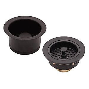 Westbrass CO2196-12 Combo Pack 3-1/2" Post Style Large Basket Strainer and Extra-Deep Collar Kitchen Sink Waste Disposal Flange with Stopper, Oil Rubbed Bronze