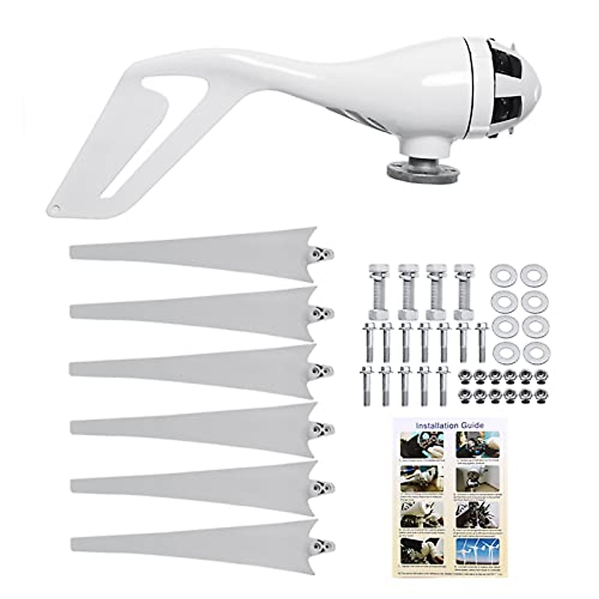 QAZNHODDS Wind Turbine Generator kit, 6000W 6 Blade Wind Industrial Machinery Equipment with Wind Boosting Controller for Terrace, Marine, Motorhome, Chalet, Boat,3,12V