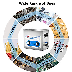 JIEJING 6.5L Jewelry Cleaner Ultrasonic Machine Knob Control Heated Sonic Cleaner Machine for Carburetor Glasses Parts etc