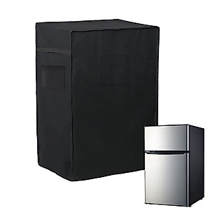 BOSKING Patio Mini Refrigerator Cover Outdoor Fridge Dust Cover with Storage Pocket 420D Heavy Duty Waterproof Chest Freezer Cover Compact Refrigerator Covers Square Furniture Protective Cover