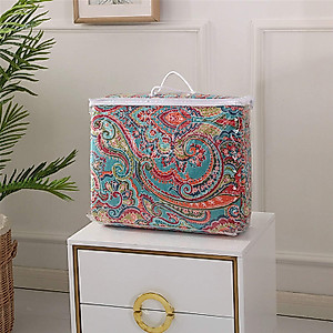 Newrara Jacquard Style Cotton 3 Pcs Patchwork Bedspread Boho Quilt Sets Queen Size（Red）