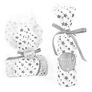 20 x 27.6 inches Silver Tissue Paper, 50 Sheets Large Tissue Paper for Gift Wrapping, White Metallic Silver Printed Tissue Paper for Gift Bags Wrapping Paper for Birthday Party, Arts Crafts, Weddings