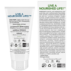 Nourish Organic Face Cream, Bilberry & Arctic Berries – Age Defense Formula with Aloe Vera & Borage Oil, 1.7 Oz + Washable Cotton Round