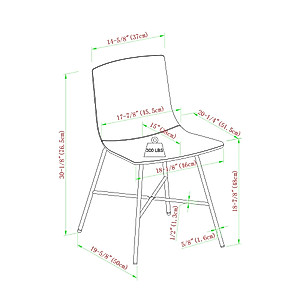 Walker Edison Mid-Century Modern Upholstered Dining Chair with Metal X Base, Set of 2, Whiskey Brown