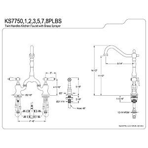 Kingston Brass KS7758PLBS English Country Bridge Kitchen Faucet, Brushed Nickel