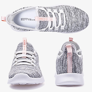 ALEADER Women's Energycloud Slip On Walking Shoes Pure Running Shoes for Gym Workout Treadmill Running Errands White Gray Size 6.5 US