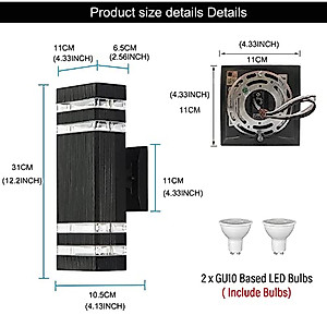 RGZZUP+Malcolm 4 Packs 14W 12inch LED Square Up&Down Wall Lights 4000K Day White Outdoor Wall Light Aluminum Body Waterproof IP65 led Porch Light for House Patio Garage Garden.