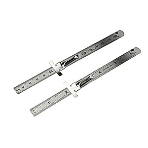 SE Stainless Steel SAE Metric Ruler Set - Stainless Steel Precision Ruler Measuring Tool - Detachable Clips - Set of 2 Pcs - 925PSR-2