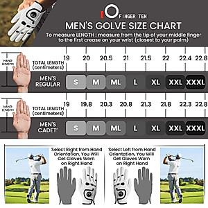 FINGER TEN Men’s Golf Glove Left Hand Right with Ball Marker Value 2 Pack, Weathersof Grip Soft Comfortable, Fit Size Small Medium ML Large XL (X-Large, Worn on Right Hand)