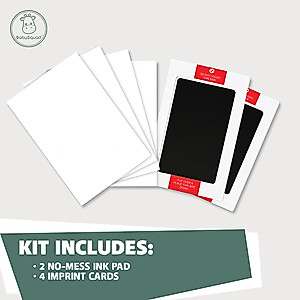 BabySquad Baby Inkpad 2 Pack - 5 x 3.5 INCHES (Baby Size) - Non-Toxic, Baby Safe, Newborn Baby Handprint or Footprint No-Mess Ink Pad, Black