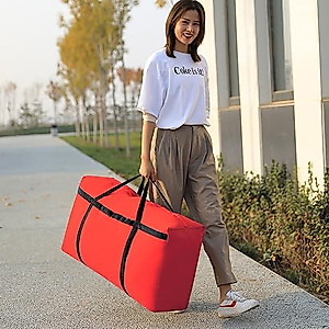 CIVJET 2 Pack Moving Bags Heavy Duty Extra Large with Strong Zippers, Storage Totes Bag with Handles for College Students, Moving Supplies & Boxes for Clothes, Storage Containers for Camping (Red)