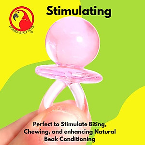 Bonka Bird Toys Blue Pink Yellow Clear Acrylic Pacifiers Foot Talon Craft Part Baby Binkie Shower Decoration Party Small Medium Large Bright Color Durable (Medium 24 Pieces, Pink)