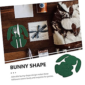DOITOOL 12pcs Rabbit Tableware Set Silverware Pouches Burlap Cutlery Fork Bag Easter Fork Holder Bunny Cutlery Holder Easter Silverware Holder Easter Rabbit Non-woven Fabric Sleeve Desktop