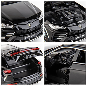 BDTCTK 1:24 Lambo Urus Car Model, Diecast Pull Back Car Toy car, Doors Open, Light and Sound, Boys Toys Kids Adults Gifts Black