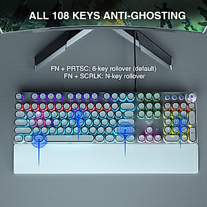 AULA Mechanical Gaming Keyboard Mouse Combo (F2088 Typewriter Style Mechanical Keyboard + SC100 Black Wireless Gaming Mouse)