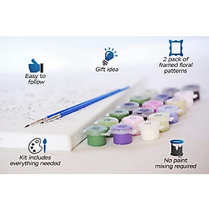 CRAFTBARN - 2 Framed DIY Paint by Numbers for Adults Beginner, Paint by Number for Adults Framed Canvas, Painting by Numbers for Adults, 2 10x10, Paint by Number for Adults, Crafts for Adults Women