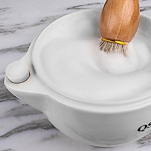 QSHAVE Shaving Scuttle Mug - Keep Lather Always Warm - White Large Deep Size Bowl Handmade Pottery Cup (White)