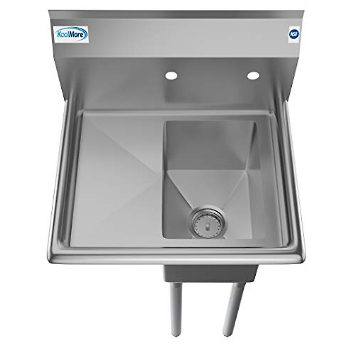 KoolMore 1 Compartment Stainless Steel Commercial Kitchen Prep & Utility Sink with Drainboard - Bowl Size 10" x 14" X 10"