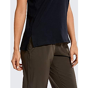 CRZ YOGA Women's Pima Cotton Workout Tank Tops Loose Fit Yoga Sleeveless Shirts Muscle Tank Black Small