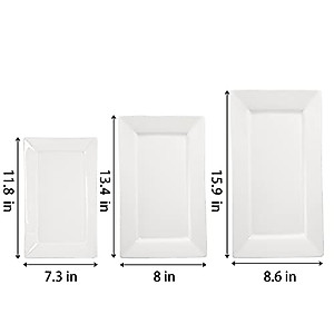 Suwimut 3 Pack White Serving Platters for Entertaining, Large Porcelain Serving Plates Rectangular Trays for Parties Serving Food, Fruit, Appetizers, Microwave and Dishwasher Safe
