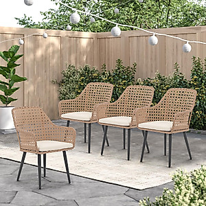JARDINA Wicker Patio Dining Chairs Set of 4 Patio Chair with Cushion Outdoor Rattan Dining Seat for Outdoor Patio Backyard, (Natural)