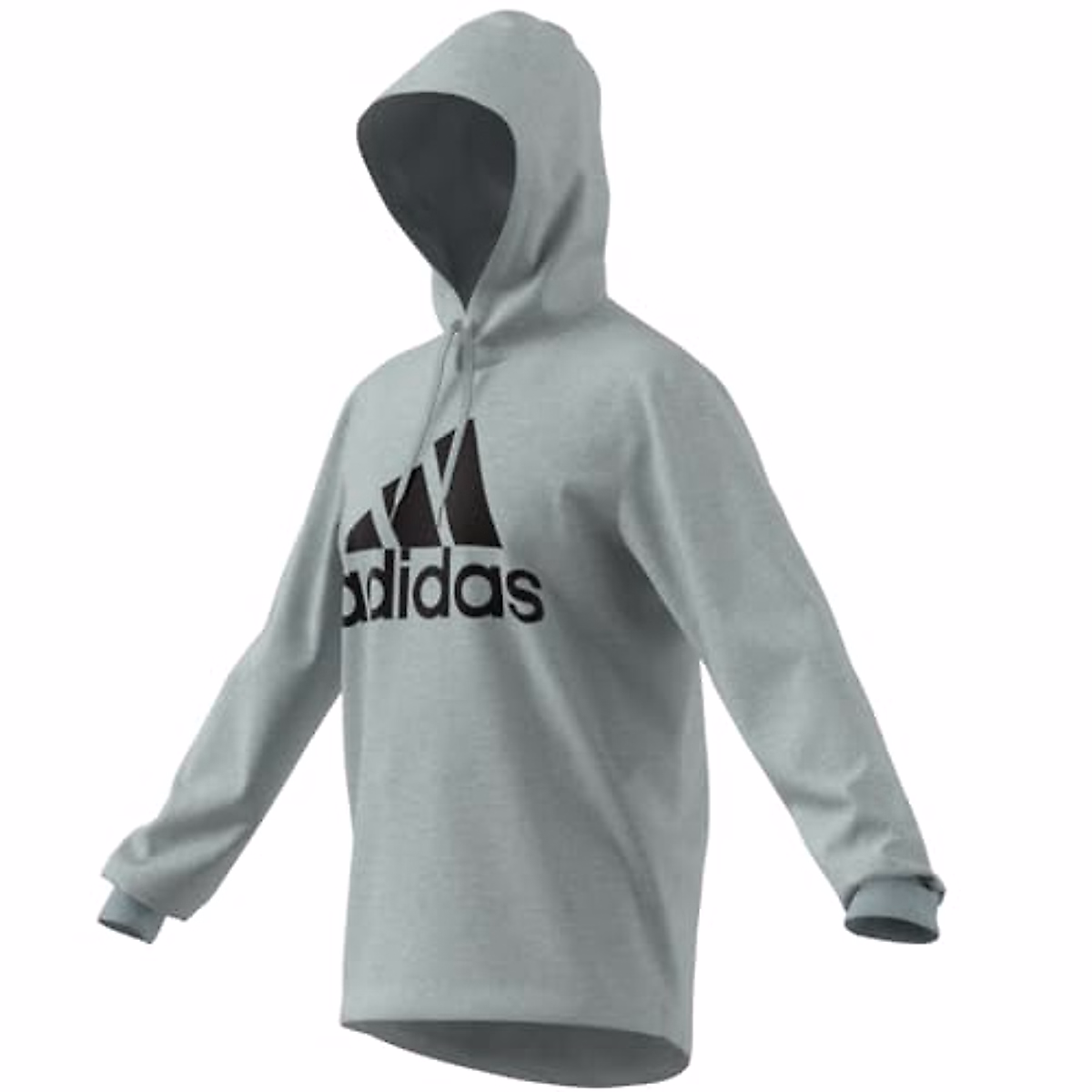 adidas Men's Essentials Logo Hoodie, Medium Grey Heather/Black, Large