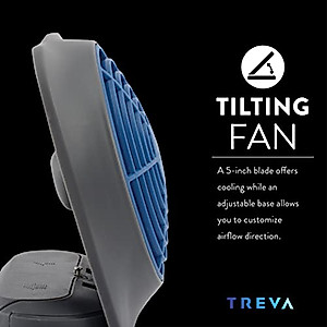 O2COOL Treva 5 Inch Battery Powered Fan Portable Desk Fan 2 Cooling Speeds with Compact Folding & Tilt Design Small Fan Cubicle Accessories Mini Fan Portable (Dark Blue)