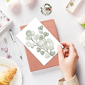 JarThenaAMCS 36 Pack Greenery Greeting Cards Watercolor Green Eucalyptus Leaves Note Cards with Envelopes Stickers Bulk Spring Summer Blank Cards for Birthday Wedding Baby Shower Bridal Shower