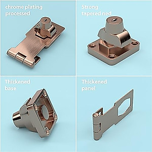 I-EASYDWW, 2.5 Inch Red Zinc Alloy Keyed Hasp Locks, 4 Pack with Keys and Screws, Automatic Locking, For Drawers and Cabinets