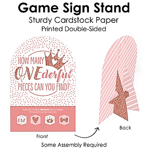 Big Dot of Happiness 1st Birthday Little Miss Onederful - Girl First Birthday Party Scavenger Hunt - 1 Stand and 48 Game Pieces - Hide and Find Game