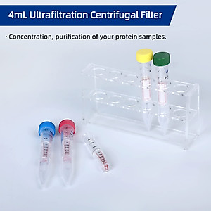 COBETTER Briscale Pack of 15 3kDa Ultra Centrifugal Filter 4mL Ultrafiltration Centrifuge Tube Unit with RC Membrane