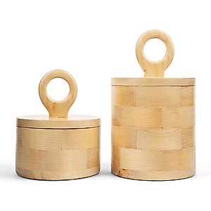 HILARI COLLECTIVE - Premium Designer Wood Canister with Lids - Set of 2 - Decorative Jars for Kitchen Decor, Dining Room and Pantry