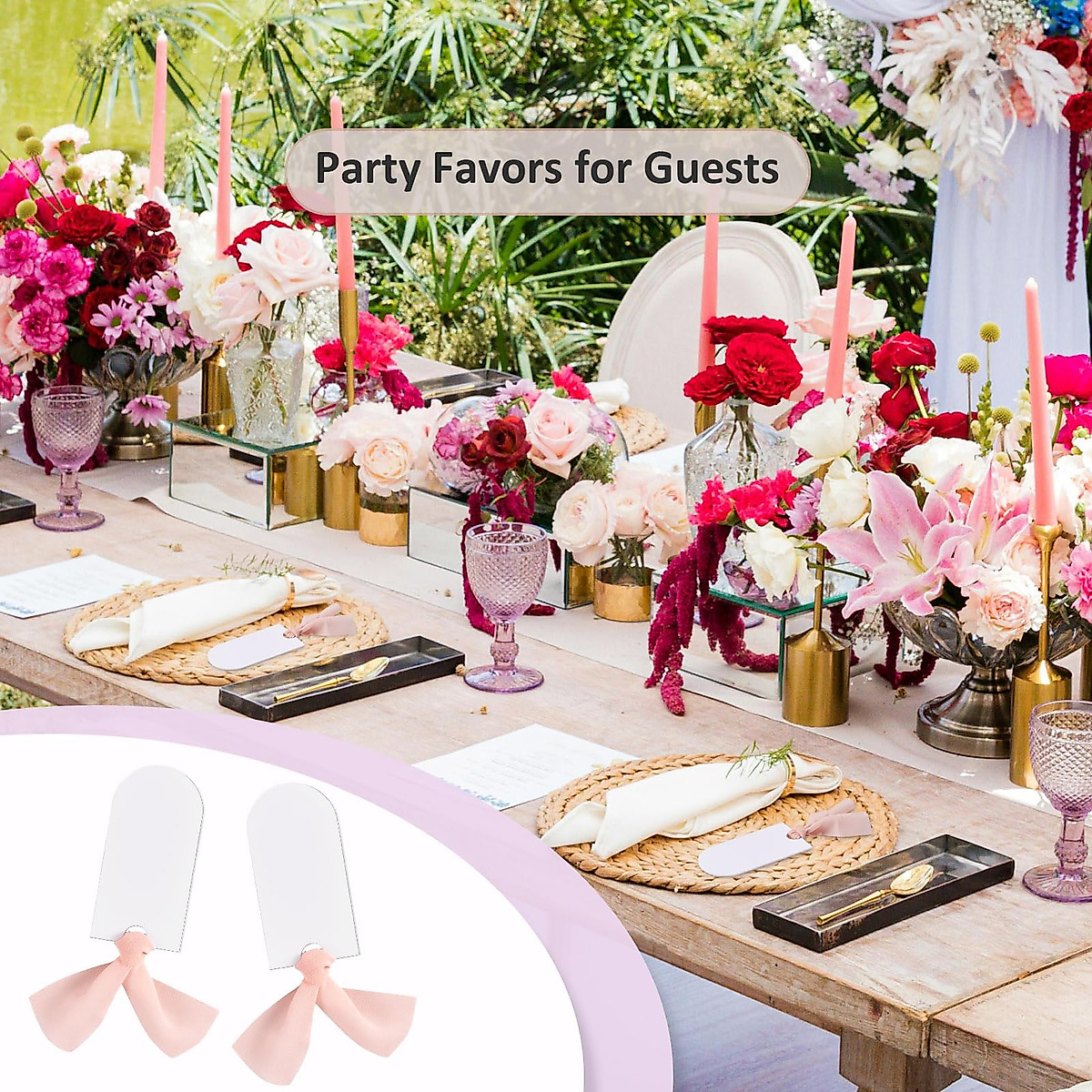 Beadthoven 20 Sets Acrylic Place Cards Wedding Name Cards Acrylic Name Plate Table Number Cards Table Name Tags Signs with Ribbon for Wedding Birthday Dinner Party Table Setting Guest Names