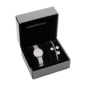 Emporio Armani Women's Silver Stainless Steel Bracelet Watch and Jewelry Gift Set (Model: AR80023)