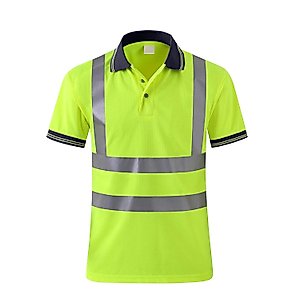 SMASYS Safety Polo Shirt High Visibility - Reflective Shirt Short Sleeve ANSI Standards Construction Work Wear for Men and Women (Yellow, 2XL)