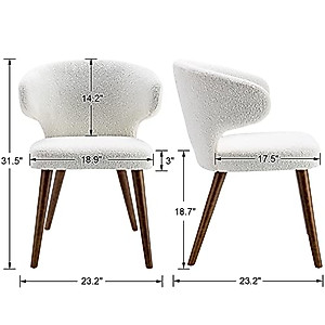 Wahson 4 Pack Modern Kitchen & Dining Room Chairs, Sherpa Upholstered Boucle Dining Chair with Hardwood Legs, White