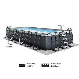 INTEX 26367EH 24'x12'x52" Ultra XTR Frame Outdoor Above Ground Swimming Pool Set with Sand Filter Pump, Ladder, Ground Cloth & Protective Canopy