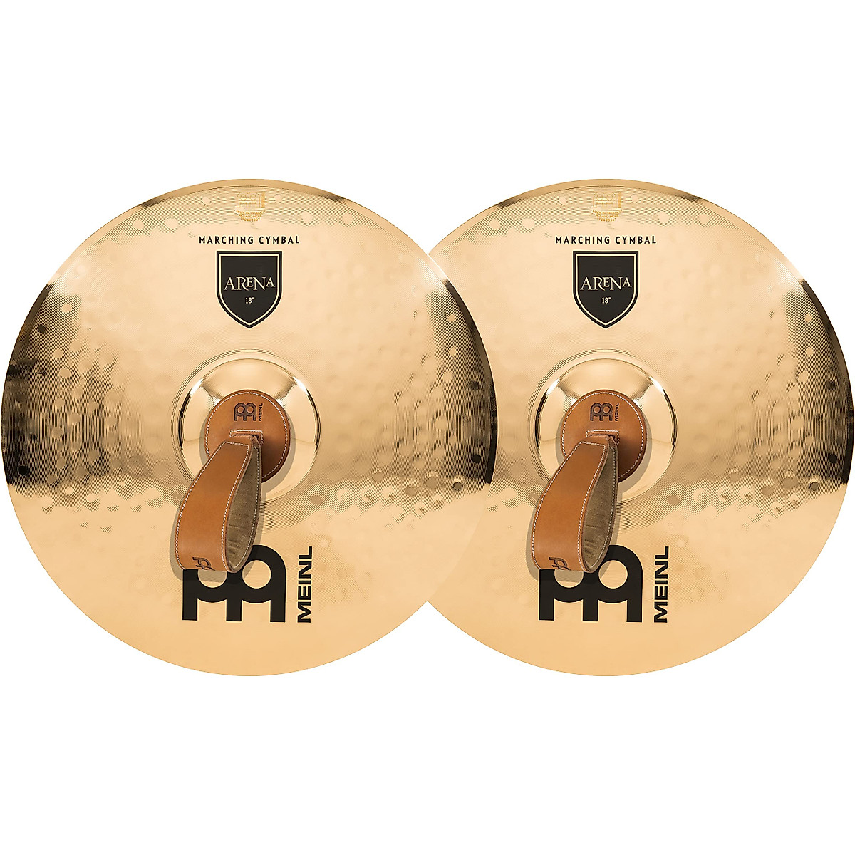 Meinl 18” Arena Marching Cymbal Pair with Straps - Professional Bronze Alloy Brilliant Finish - Made In Germany, 2-YEAR WARRANTY (MA-AR-18)
