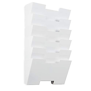 Wallniture Lisbon 13" Wall File Holder Organizer for Office Organization and Storage, 6-Tier Magazine Holder Metal White