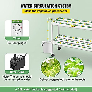 VEVOR Hydroponics Growing System, 54 Sites 6 Pipes Hydroponic System, 2 Layers Hydroponic Kit, Vertical Hydroponic Growing System with Water Pump, Pump Timer