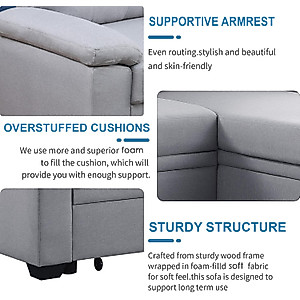 Sleeper Sofa Pull Out Couch with Storage, Modular Sectional Sofa Bed with Chaise Lounge, Modern Comfy 6 Seater U Shape Couch Bed for Living Room, Apartment, Home Office(Grey)