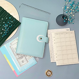 A5 6-Ring Planner kit with Planner Refill Inserts, Cash Pockets, Matched Labels, Christmas Gift Kit with Gift Box,Card and Pen 9.25 x 7.08'' (Harphia, 142B-Mint)