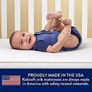Kolcraft BabyPedic Bubbie Waterproof Crib Mattress plus Toddler Bed Fit, Extra Firm Coils, Airy Comfort, Non Toxic, GREENGUARD Gold Certified, Safety & Quality Tested, Made in USA, 52"X28" - Pink