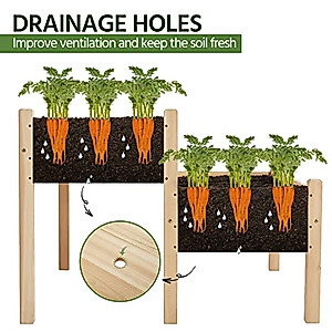 Yaheetech Wooden Raised Garden Bed 2 Tiers Elevated Planter Grow Box for Herb with Legs & Drainage Holes, 47x41x30in