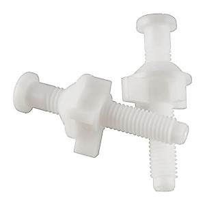 iFealClear Universal Toilet Seat Hinge Bolt Screw for Top Mount Toilet Seat Hinges, White Plastic Bolts and Nuts with Stainless Steel Washers, 2 Pack