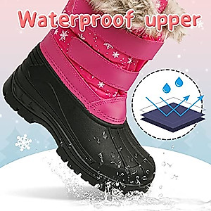 Kids Snow Boots Boys Girls Mid Calf Winter Boots Anti-Slip Outdoor Warm Boots With Fur Lined（/Little Kid/Big Kid）