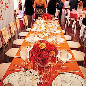 PartyWoo Halloween Tablecloth, 54 x 108 Inch Orange Rectangle Tablecloth, Plastic Tablecloth for 6 to 8 Ft Table, Halloween Table Cover, Waterproof Halloween Table Clothes for Party (1 Pack)