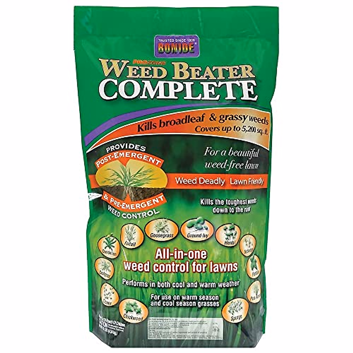 Bonide ProZone Weed Beater Complete, 10 lb. Ready-to-Use Lawn Friendly All-in-One Weed Control for Cool & Warm Weather
